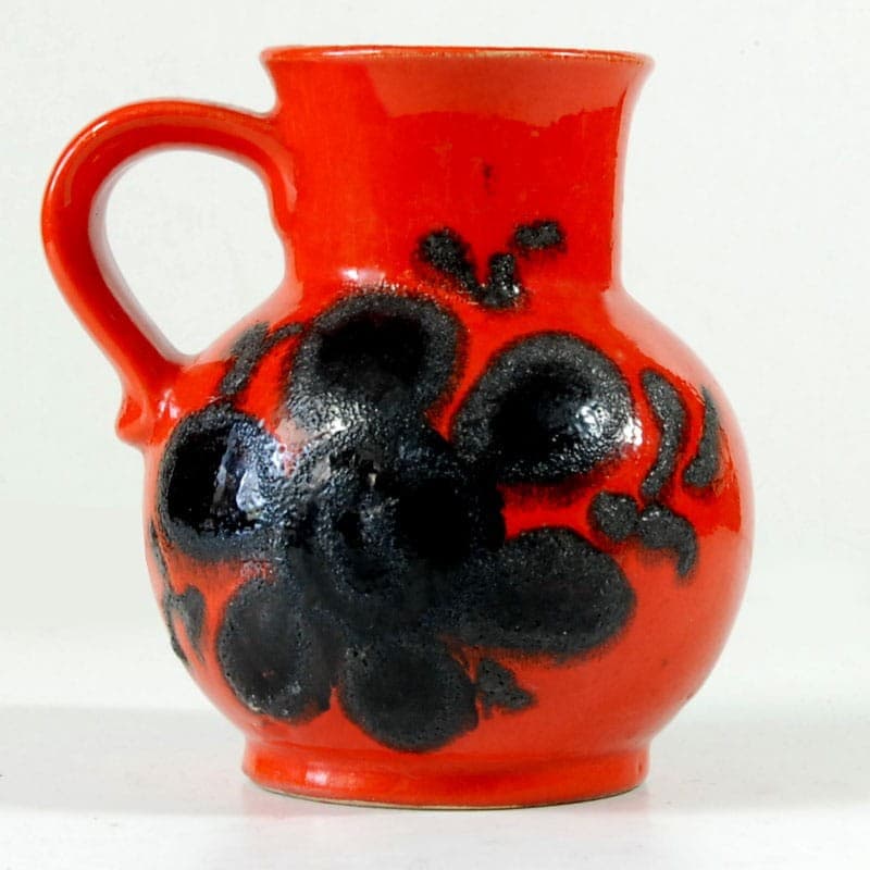 Fat lava vase, red ceramic, Bay, Germany, 1960s. - Vases