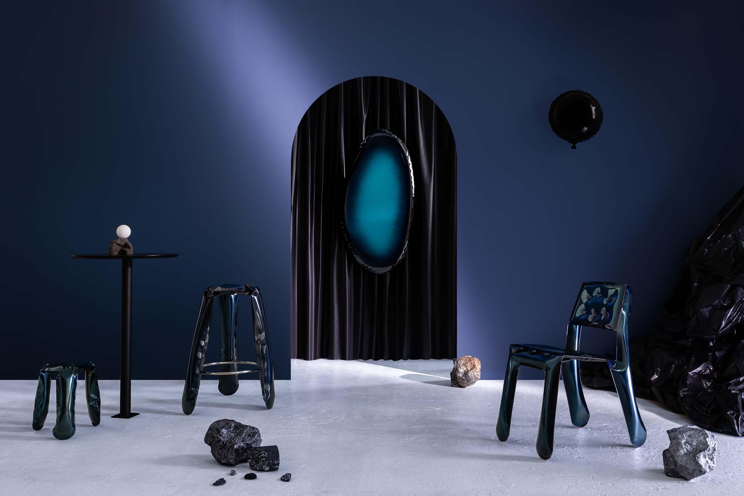 TAFLA O wall mirror blue O2, Zieta Studio - Wall Mirrors