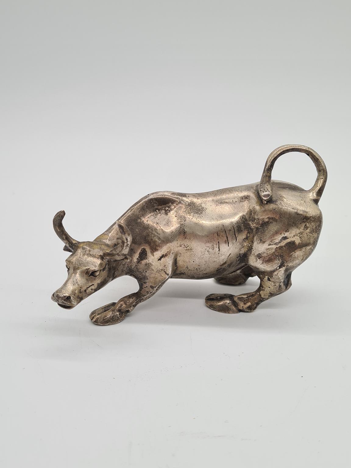 Figurine Charging Bull, silver, bronze, by A. Di Modica, 1980s. - Small ...