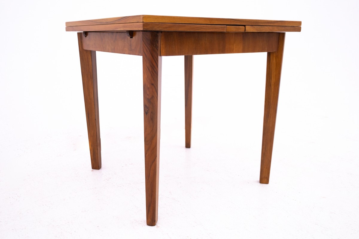 Walnut Square Art Deco Table, Poland, 1940s - Square & Rectangular Tables